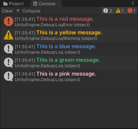 Unity3D 彩色打印 - Awake