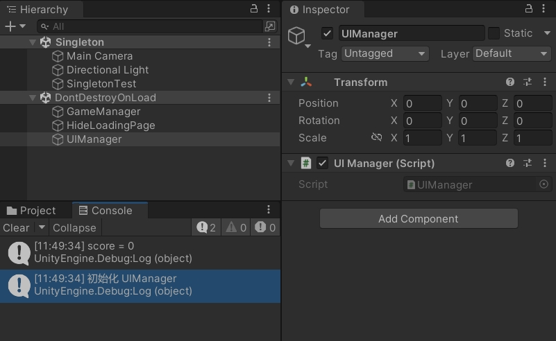 Unity3D 单例模式 - Awake